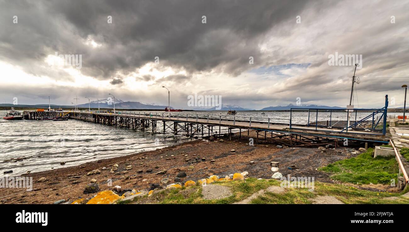 Puerto Natales, Chile - Gulf Almirante Montt, the Pacific Ocean waters ...