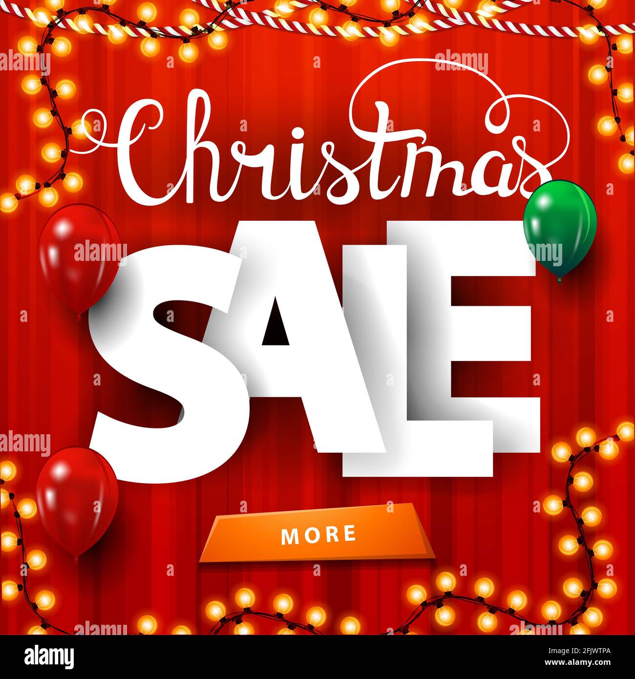 Square red discount banner with large volumetric letters hi-res stock ...