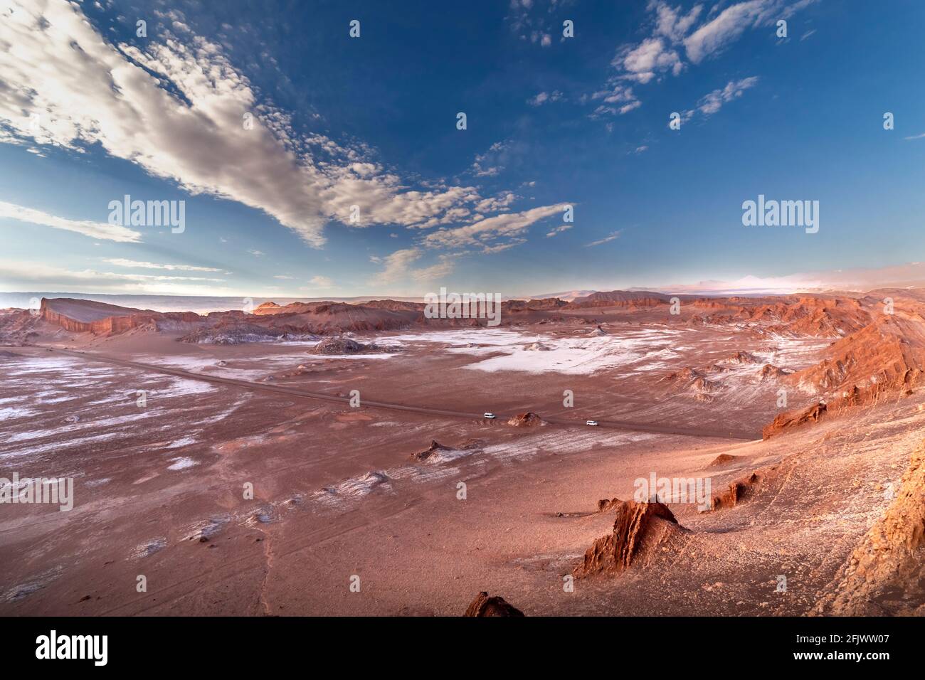Moon Valley, Valle de la Luna, at sunset, in Atacama desert, Chile, South America Stock Photo ...