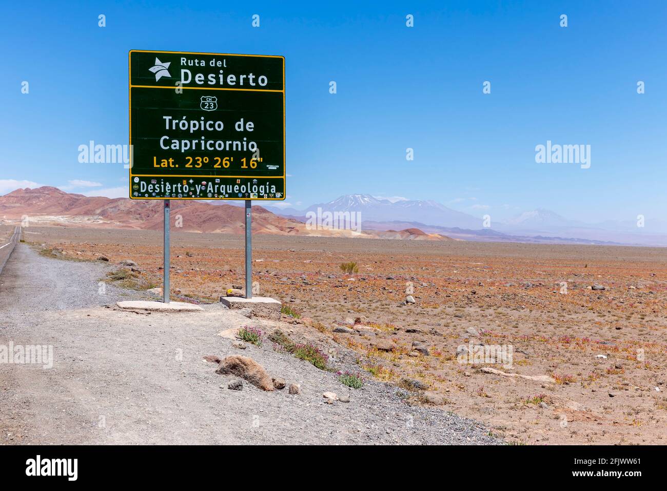 Tropic of Capricorn crossing sign, along Route 23, the main scenic road ...