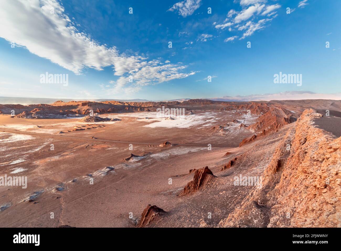 Moon Valley, Valle de la Luna, at sunset, in Atacama desert, Chile, South America Stock Photo ...