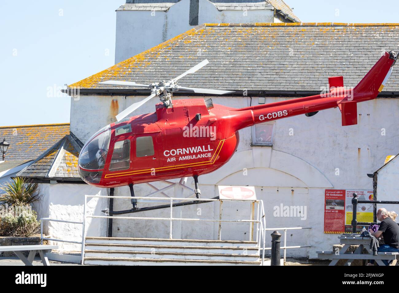 Cornwall air ambulance at Land's End in Cornwall, UK Stock Photo - Alamy