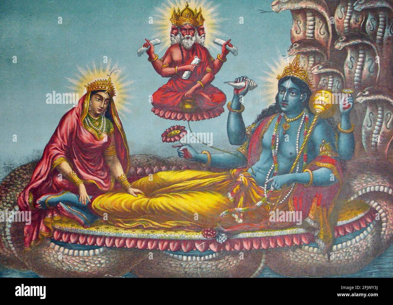 Vintage Indian artwork - Vishnu rests on the Serpent Ananta Stock Photo ... Vintage Indian artwork - Vishnu rests on the Serpent Ananta Stock Photo ...