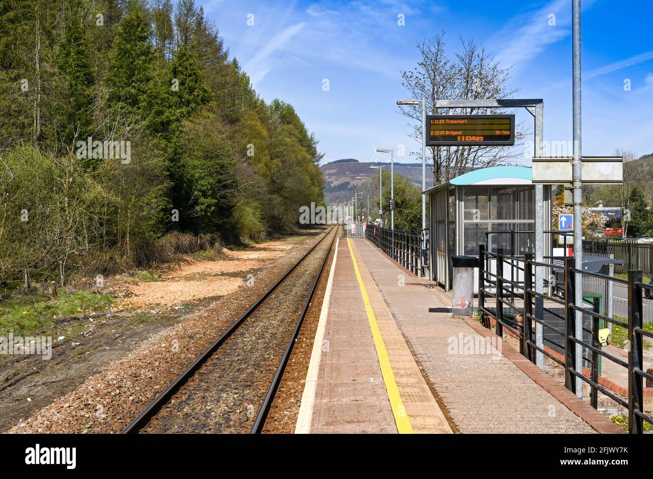 Ynyswen, Rhondda Valley, Wales - April 2021: Empty station at Ynyswen ...