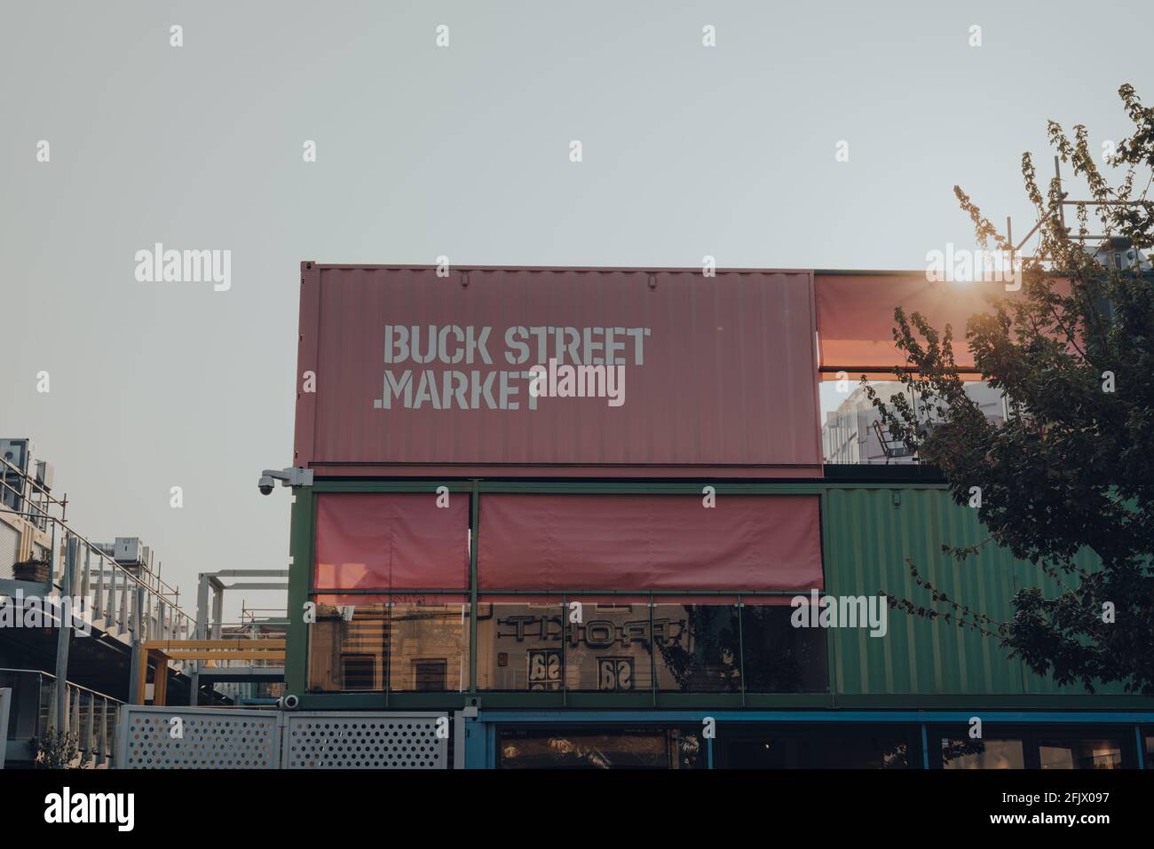 London, UK - August 12, 2020: Sign on the Buck Market, a new ...