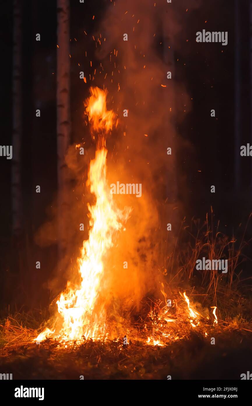 Fire flames evening smoke hi-res stock photography and images - Alamy