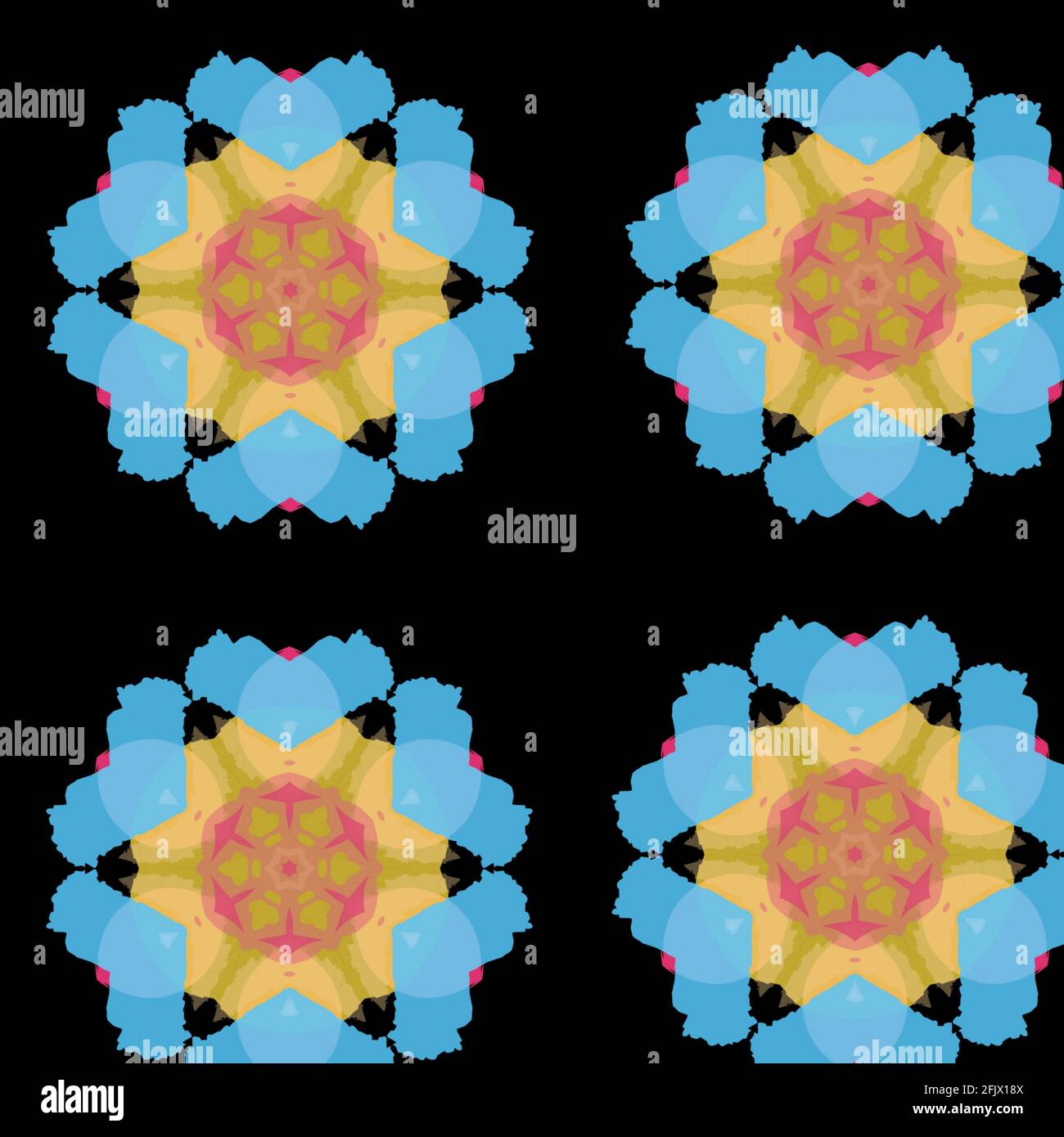 Illustration of vibrant repeated patterns on a black background Stock ...