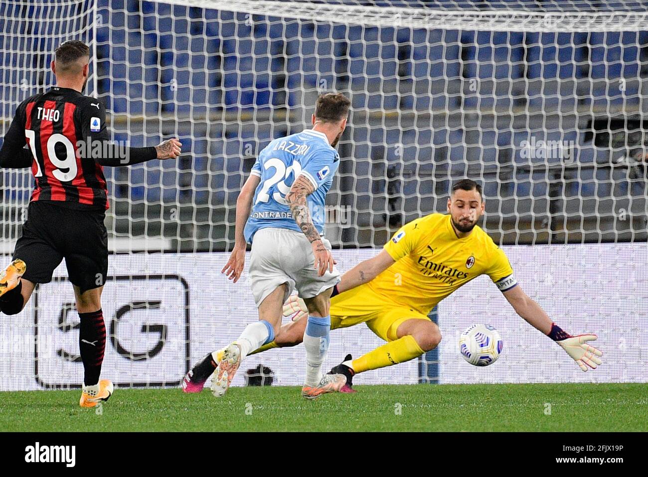 goal disallowed for offside of Manuel Lazzari of SS Lazio seen in action during the Italian ...
