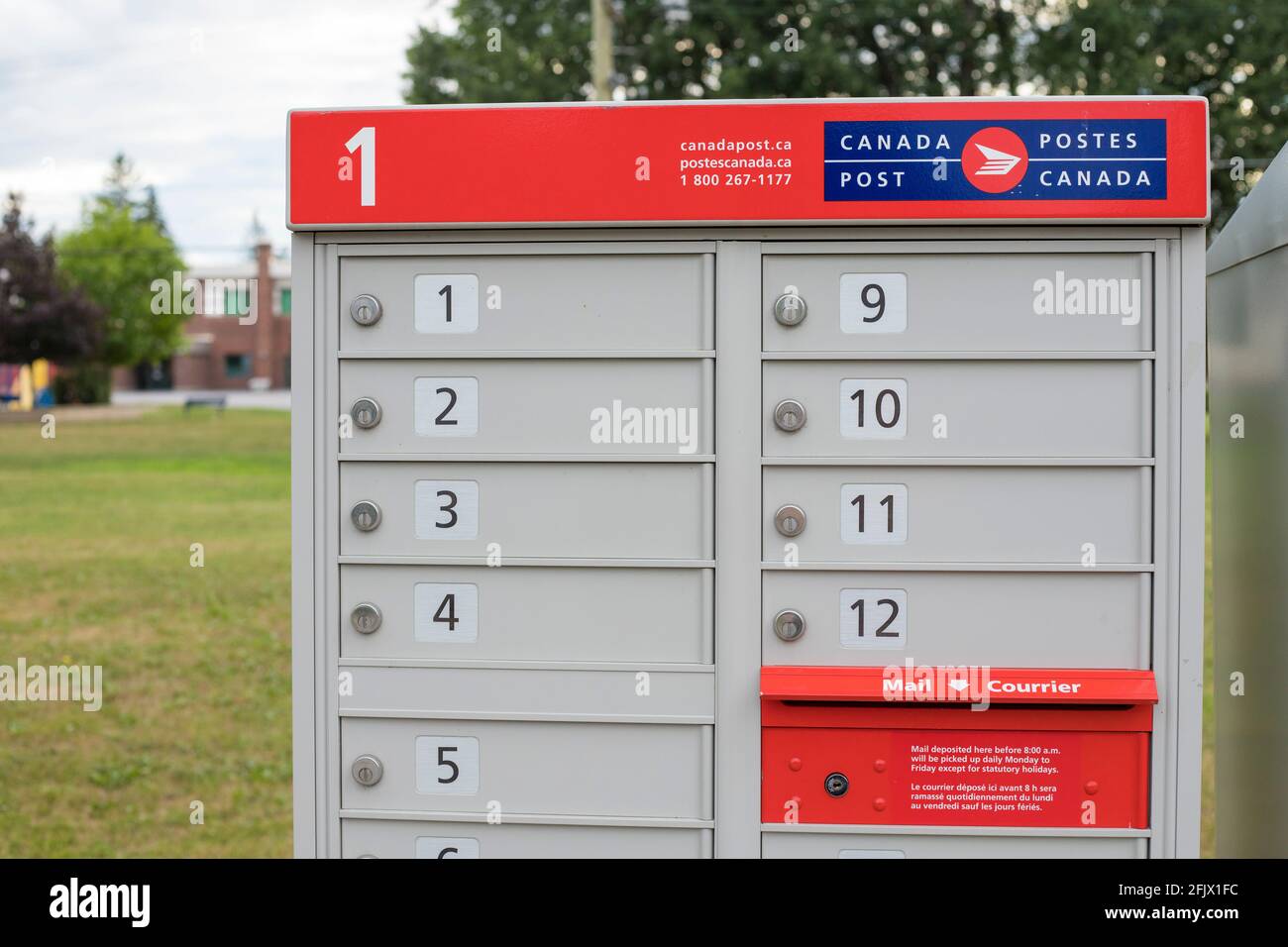 Ottawa, Canada - April 17, 2021: Canada Post mail boxes set in the ...