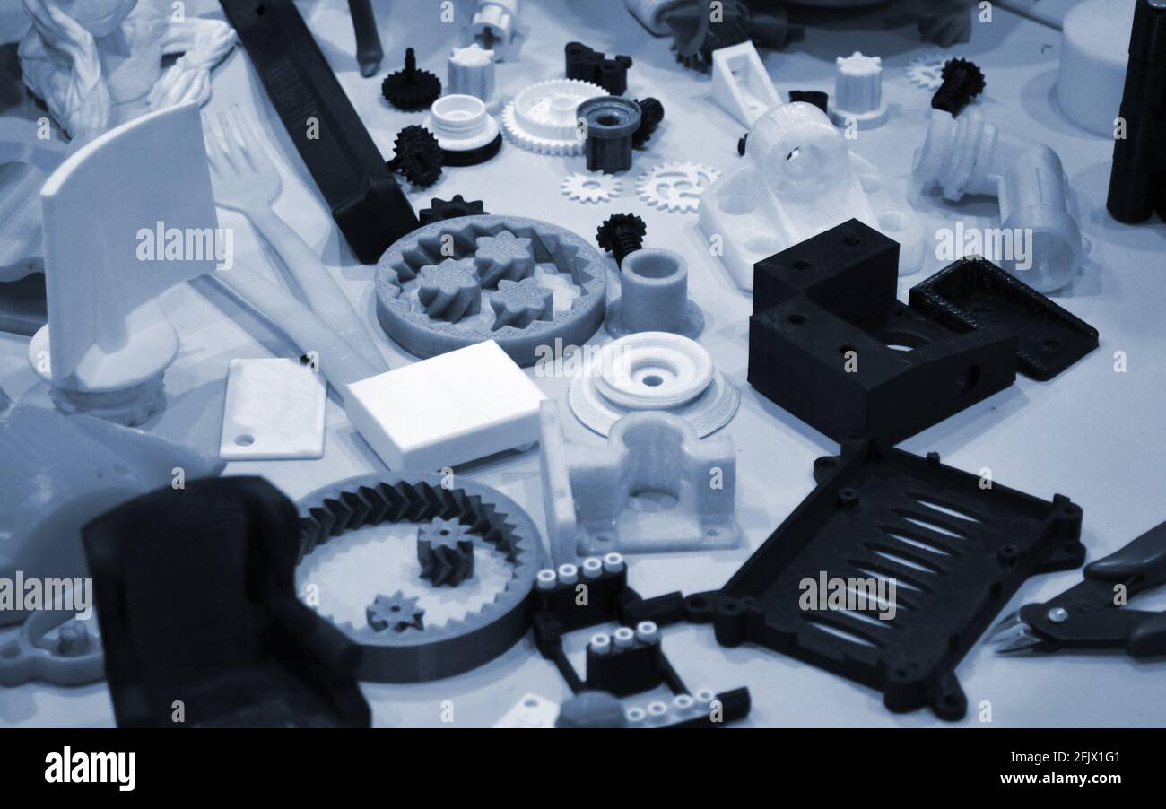 Objects printed by 3d printer. Objects printed on a 3d printer on a ...
