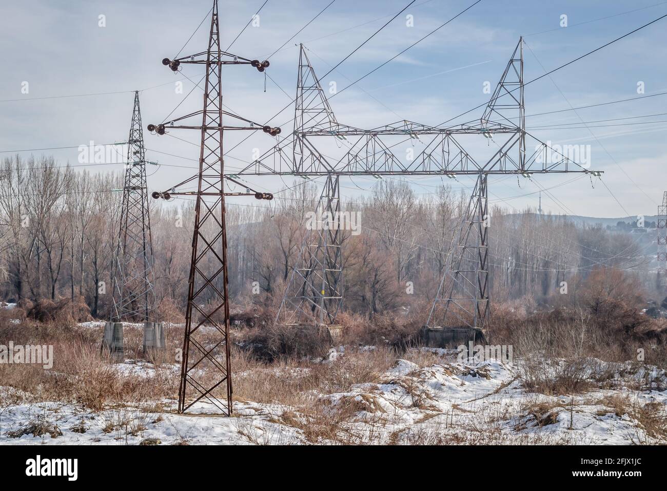 high-voltage power lines. electricity distribution station. high ...