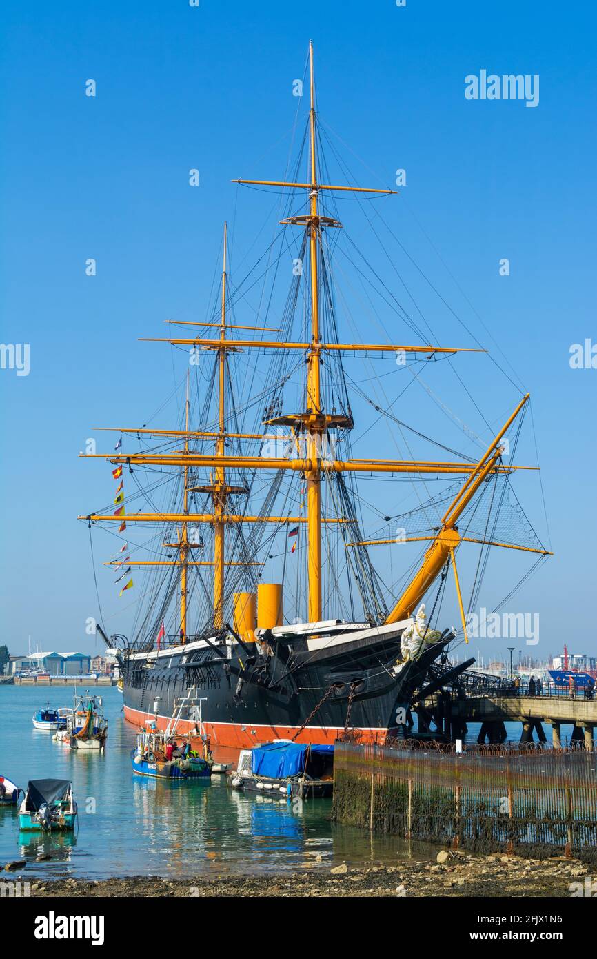 HMS Warrior ship in the docks in Portsmouth Harbour, Portsmouth ...