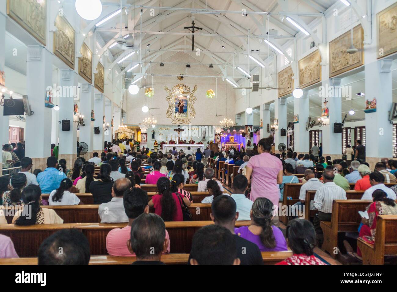COLOMBO, SRI LANKA - JULY 26, 2016: Interior of St Anthony's church in ...