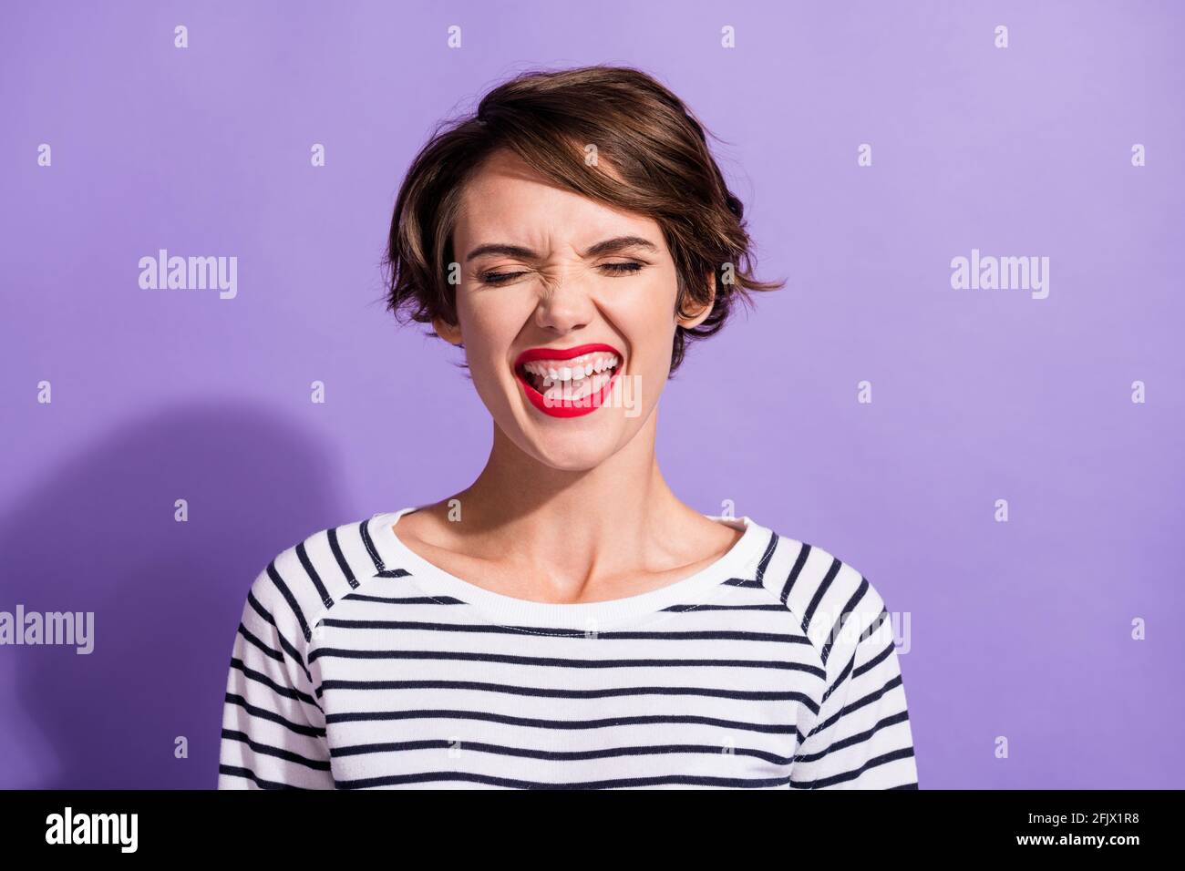 Happy yelling short hair High Resolution Stock Photography and Images ...