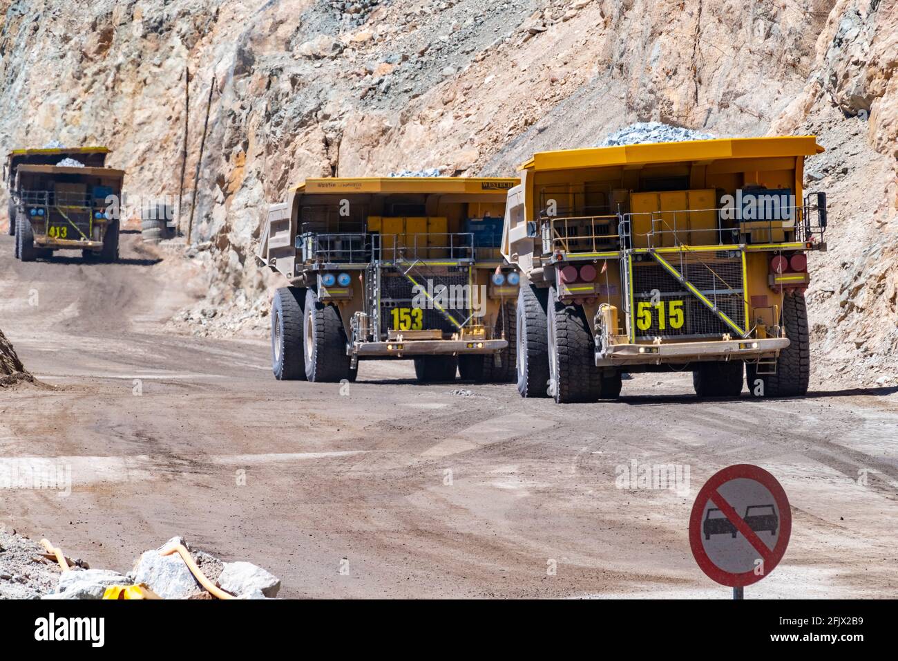 Big haul truck and machinery working in Chuquicamata, biggest open pit ...
