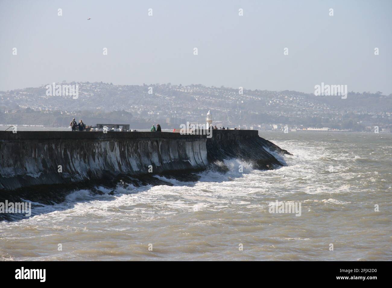 Rustic lighthouse on Brixham Breakwater, Devon Stock Photo - Alamy