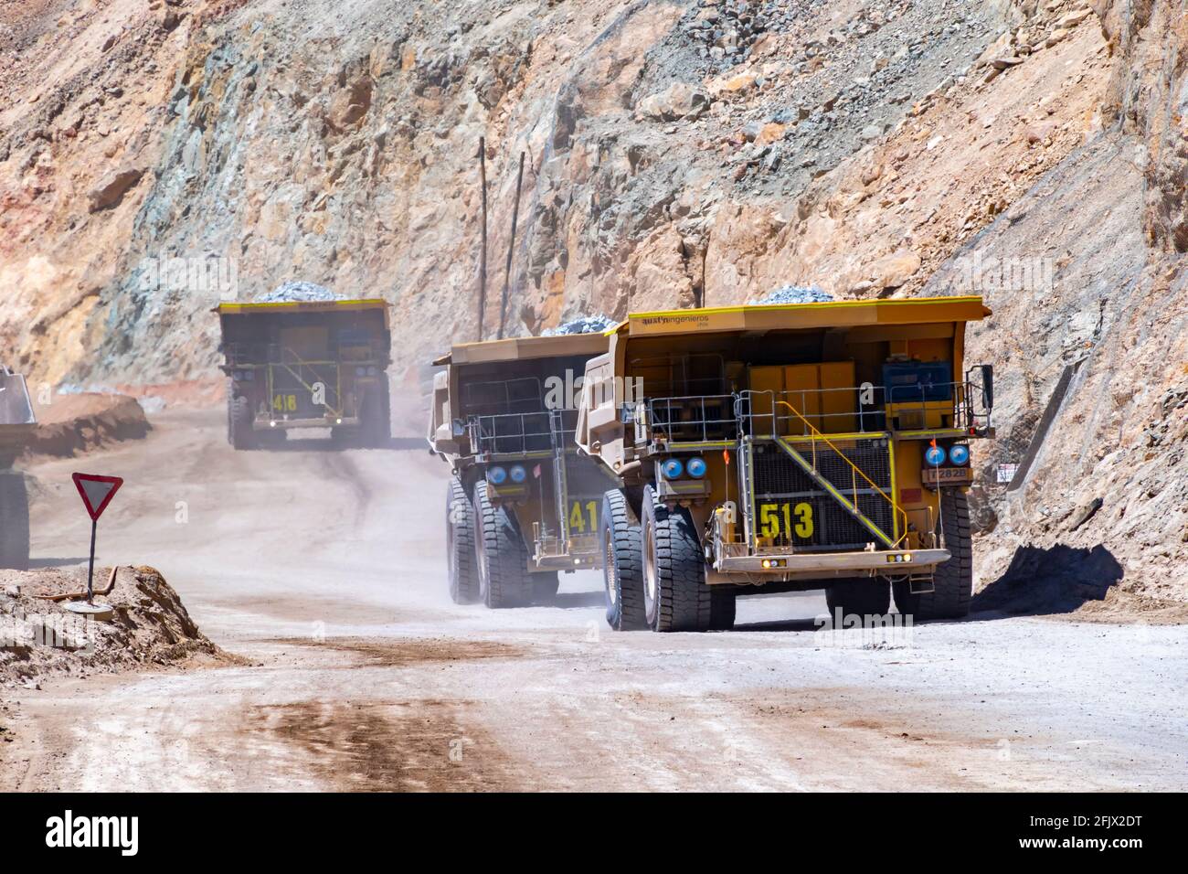 Big haul truck and machinery working in Chuquicamata, biggest open pit ...