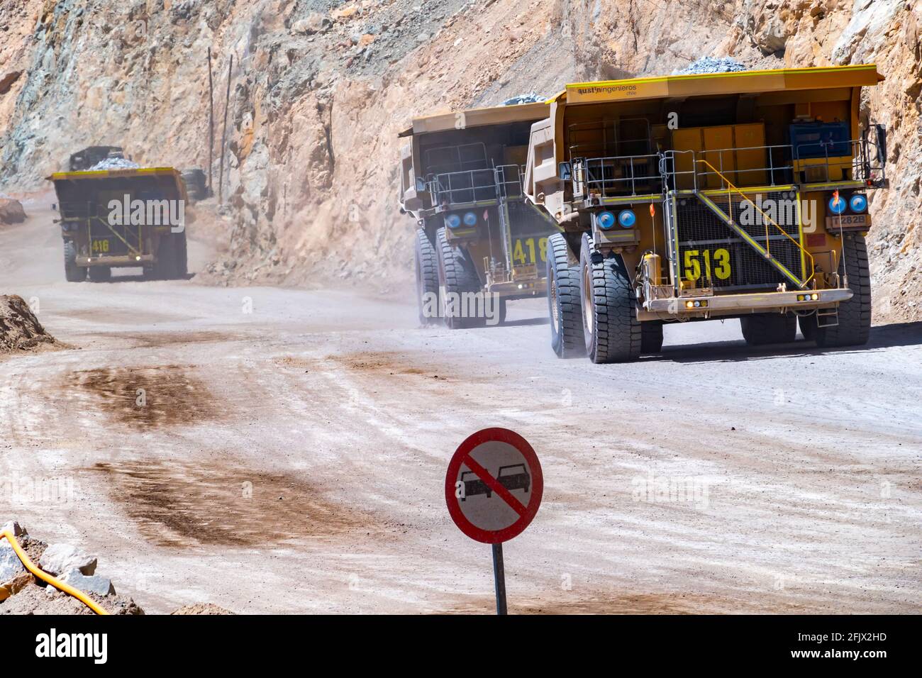 Big haul truck and machinery working in Chuquicamata, biggest open pit ...