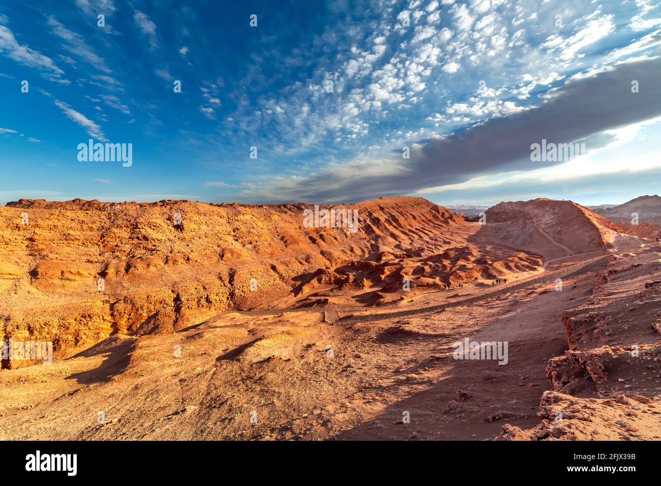 Moon Valley, Valle de la Luna, at sunset, in Atacama desert, Chile, South America Stock Photo ...