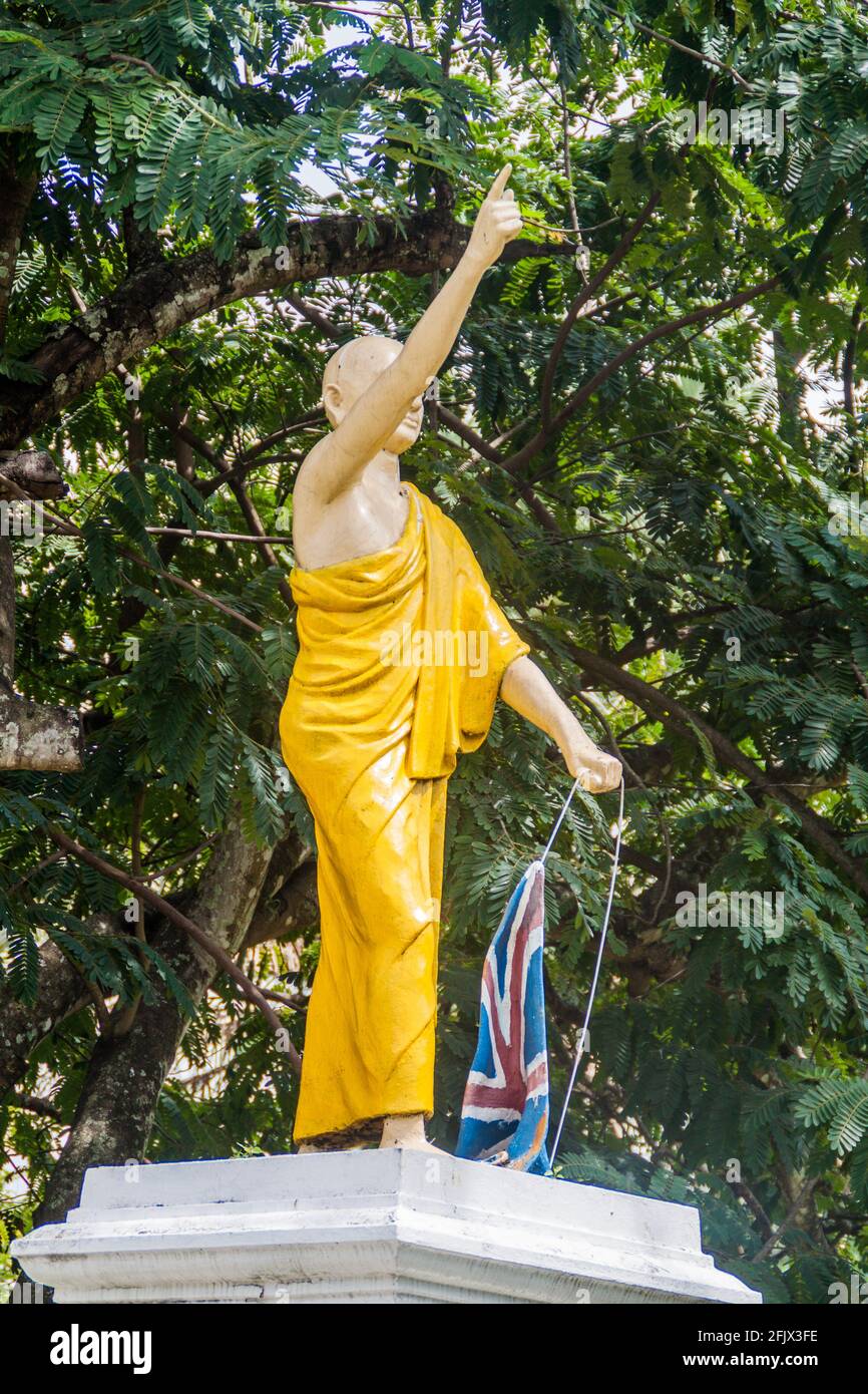 Monument of Hikkaduwe Sri Sumangala Thero, Sri Lankan Buddhist monk, in ...