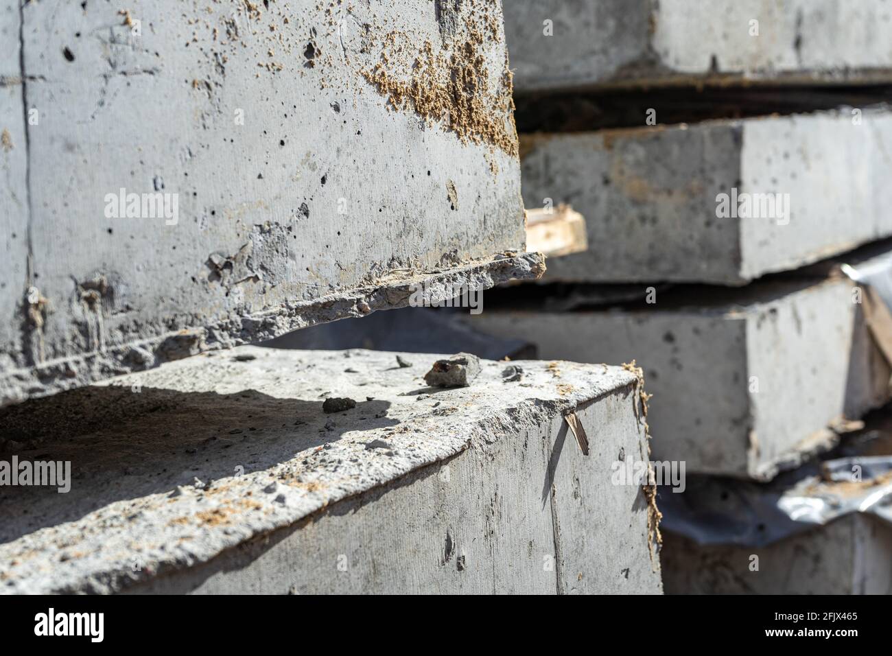 Reinforced concrete slabs angular close-up view. Construction and ...