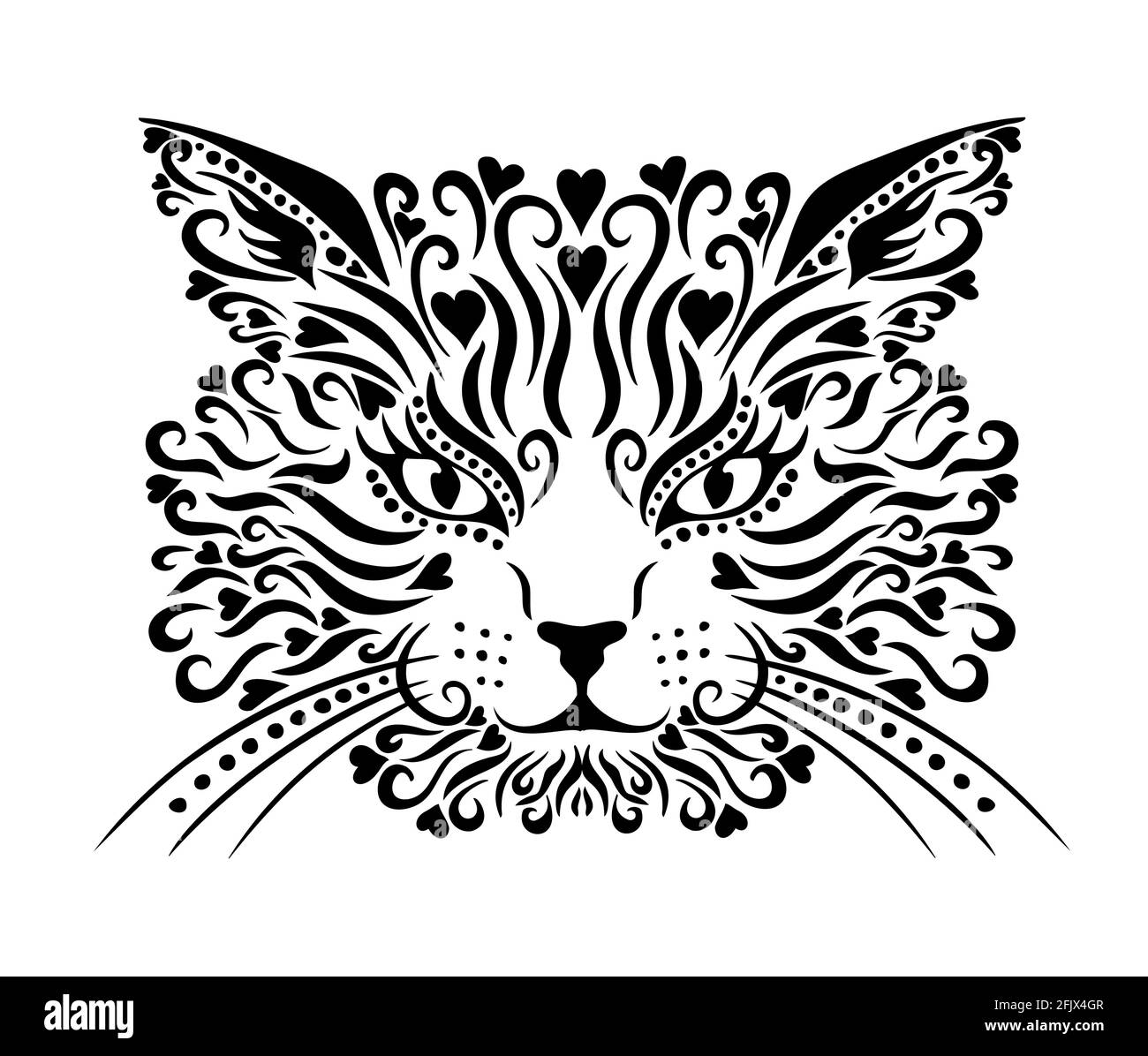 Graphic stylized kitten face. Vector illustration Stock Vector Image ...
