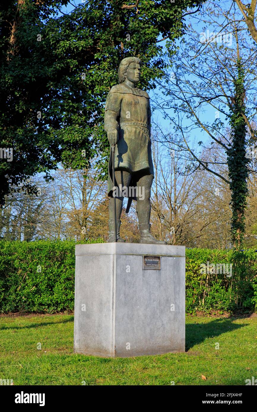 Statue of Johan De Rode Ridder (John The Red Knight), hero of the comic ...