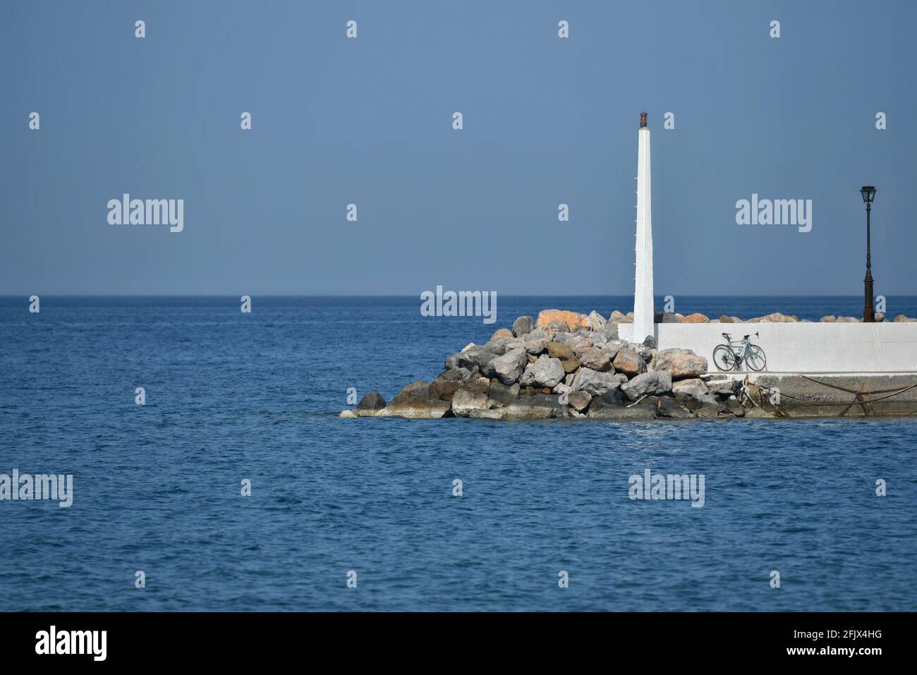 Landscape with the port view of Poulithra, a traditional village in ...