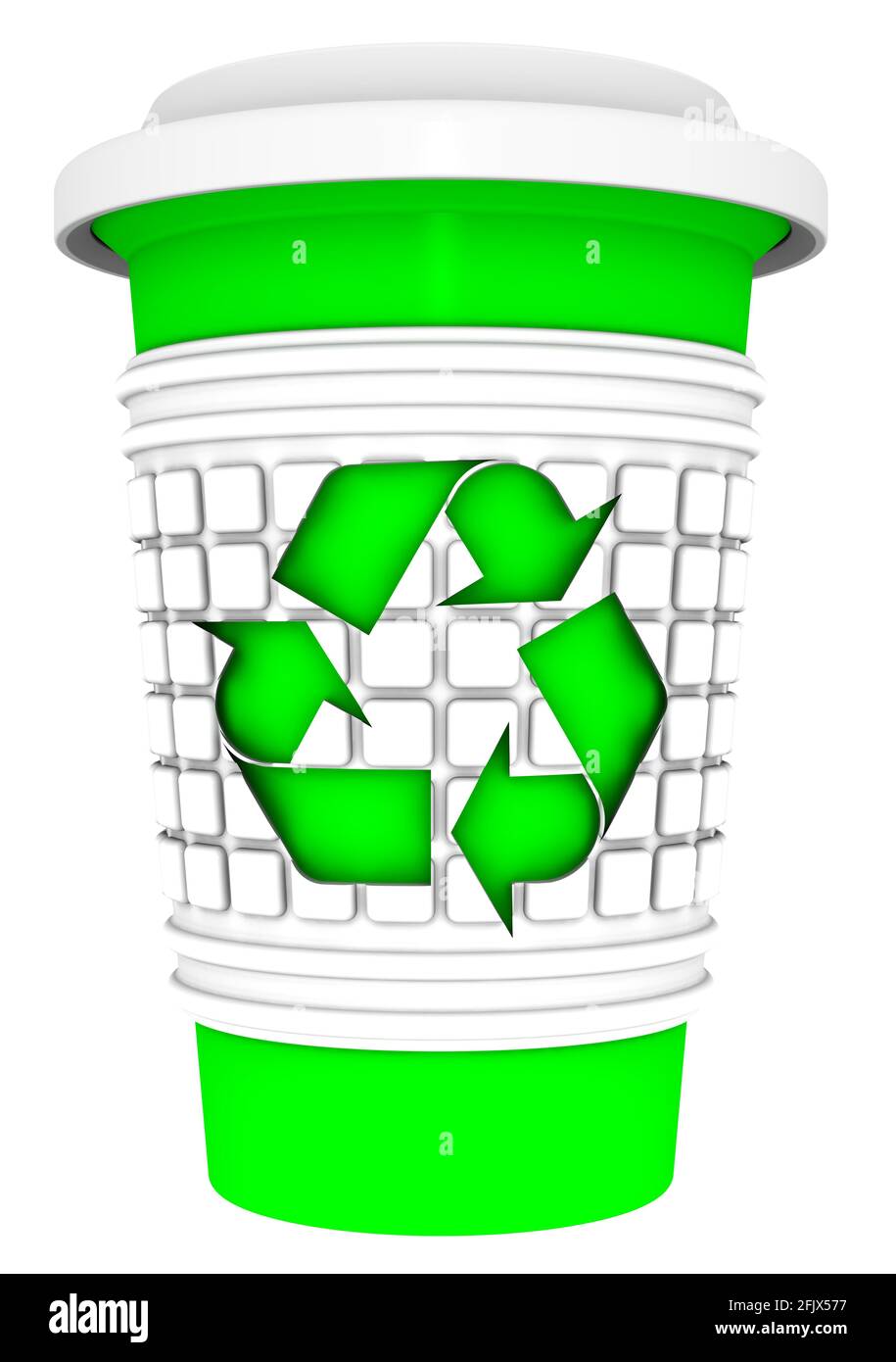 Green cup for hot drinks from recycled materials. One disposable green ...