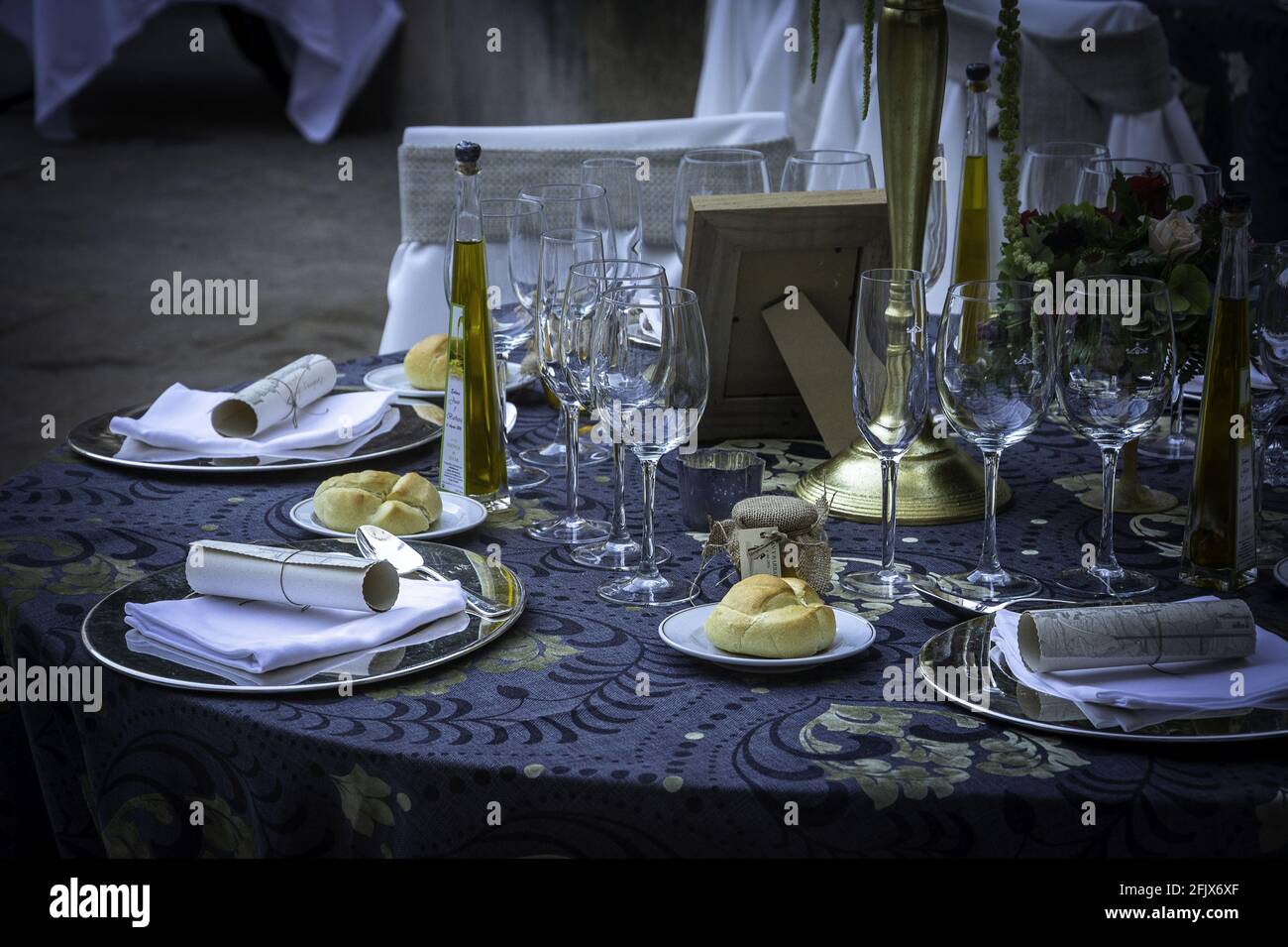 Selective focus shot of a beautiful wedding table setting Stock Photo ...
