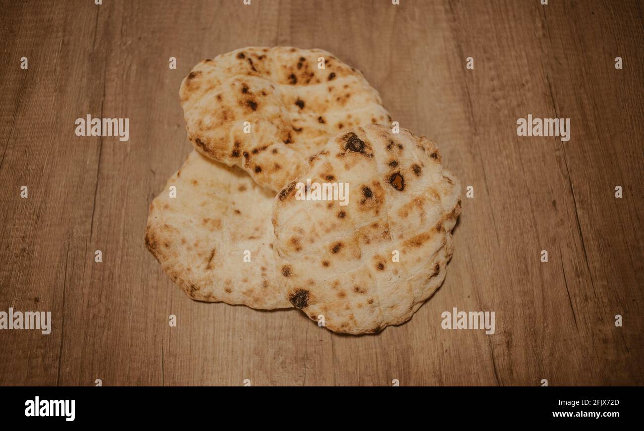 Top view of newly baked bread on a table Stock Photo - Alamy