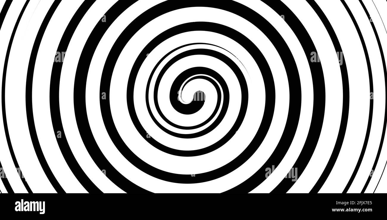 Swirl hypnotic black and white spiral. Monochrome abstract background ...