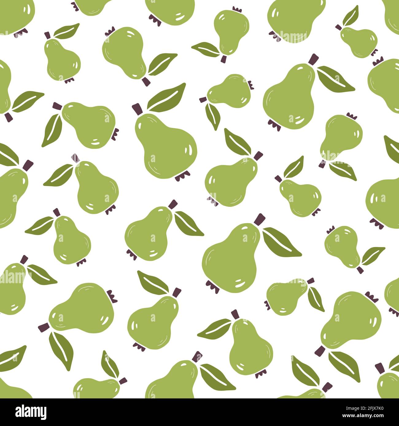 Hand drawn seamless pattern of simple pear. Doodle sketch style. Fruit ...