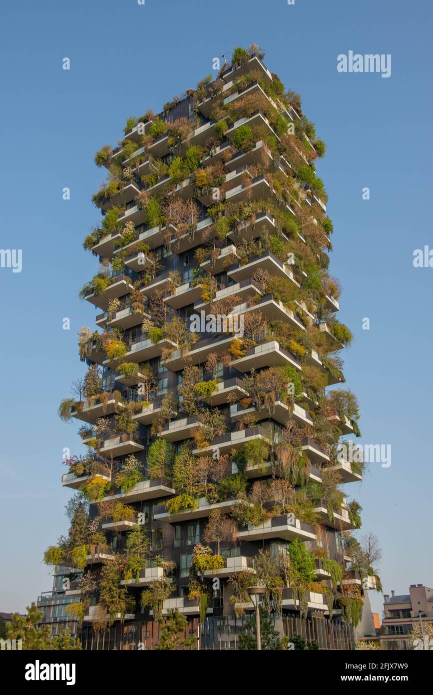 milan italy march 29 2021: Bosco Verticale "new and modern skyscraper ...