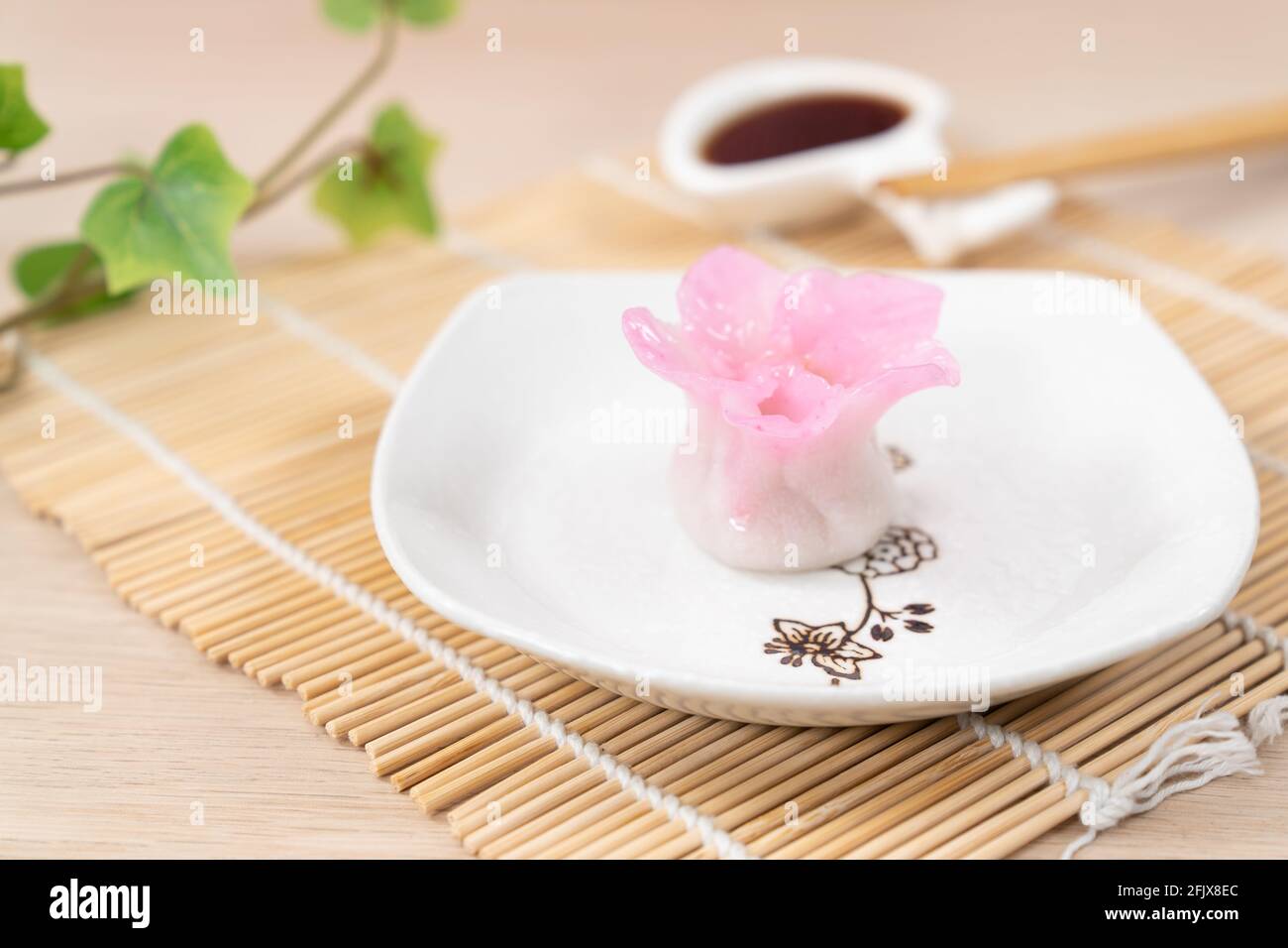 Chinese pink color flower dumpling or dim sum Stock Photo - Alamy
