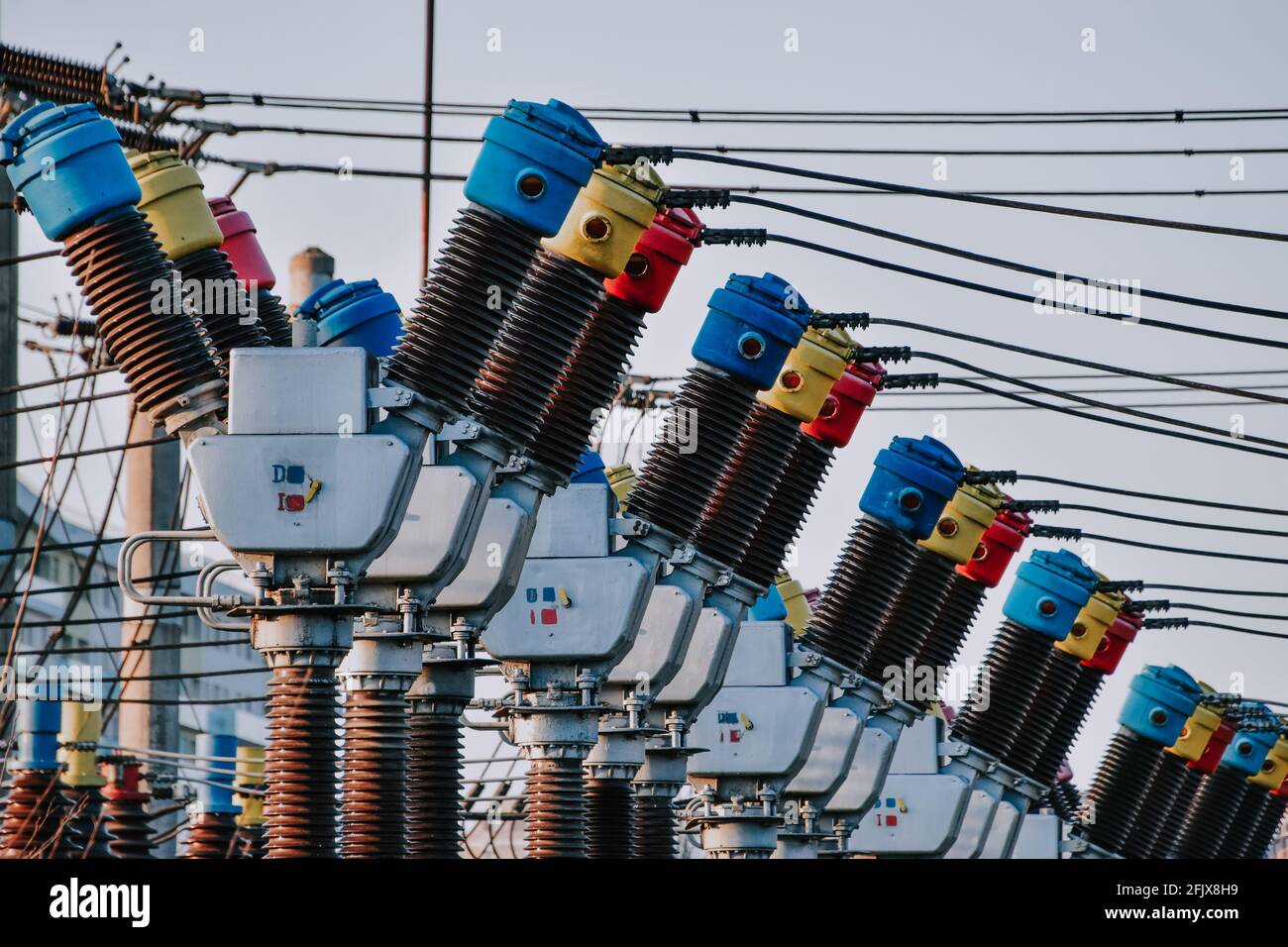 The electric power transformers in the substation Stock Photo - Alamy