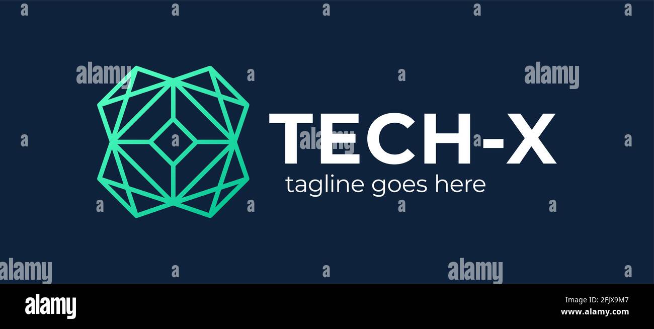 Technology letter x logo. Innovate technology blue iccon, abstract ...