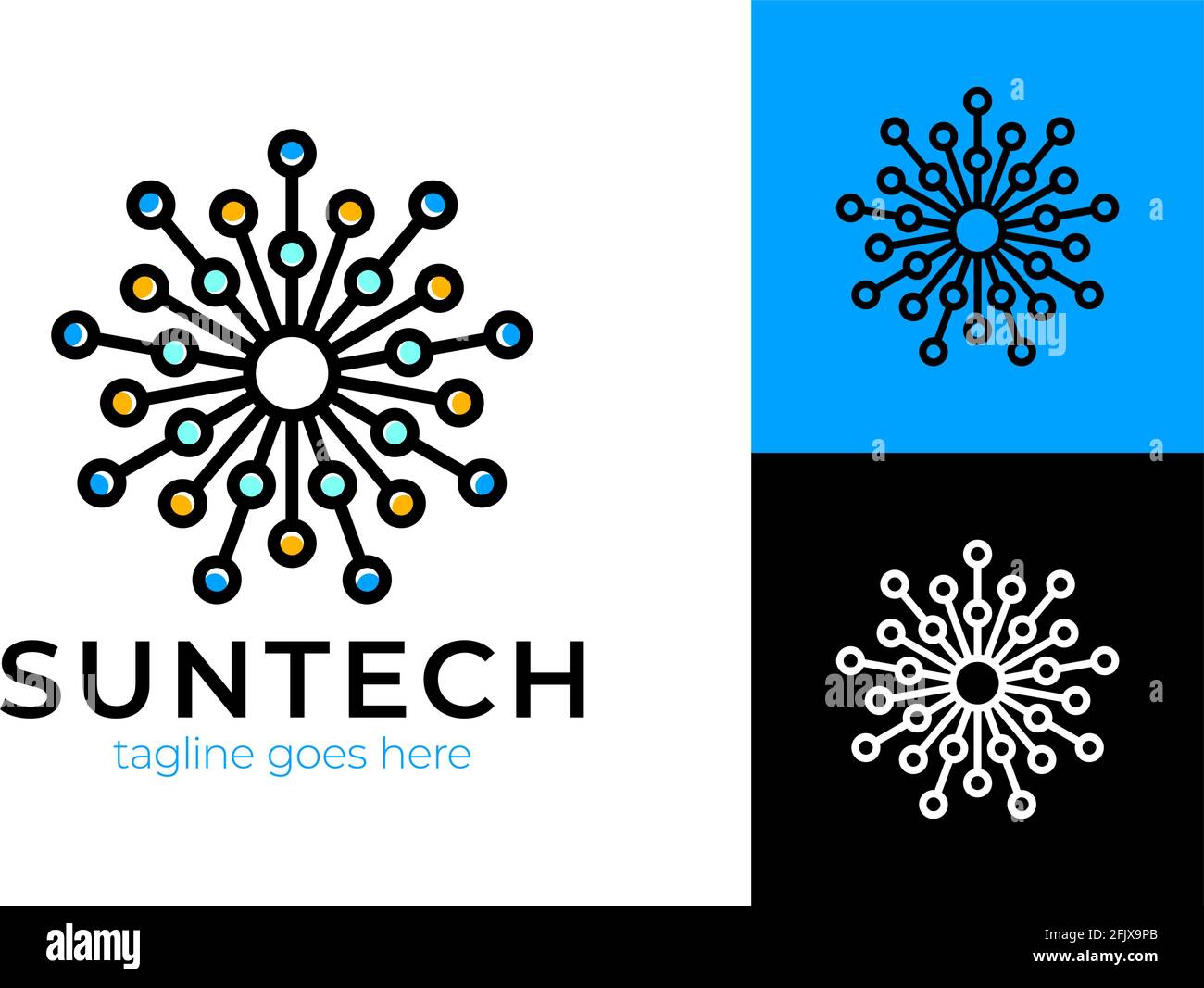 sun tech logo. Simple elegant circle technology ornament logo for ...