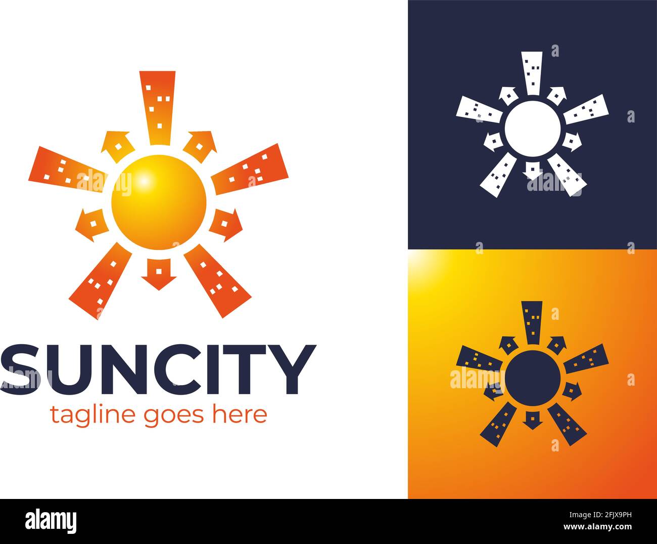 Sun city logo. Sun over Cityscape Skyscrapers Business city Logotype ...