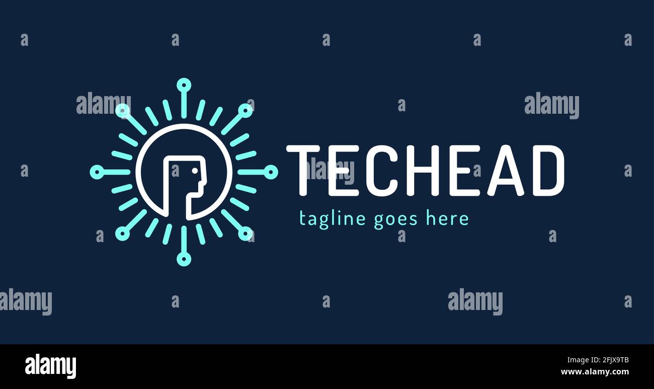Head Tech logo, Pixel Head logo concept vector, Robotic Technology Logo template designs vector ...