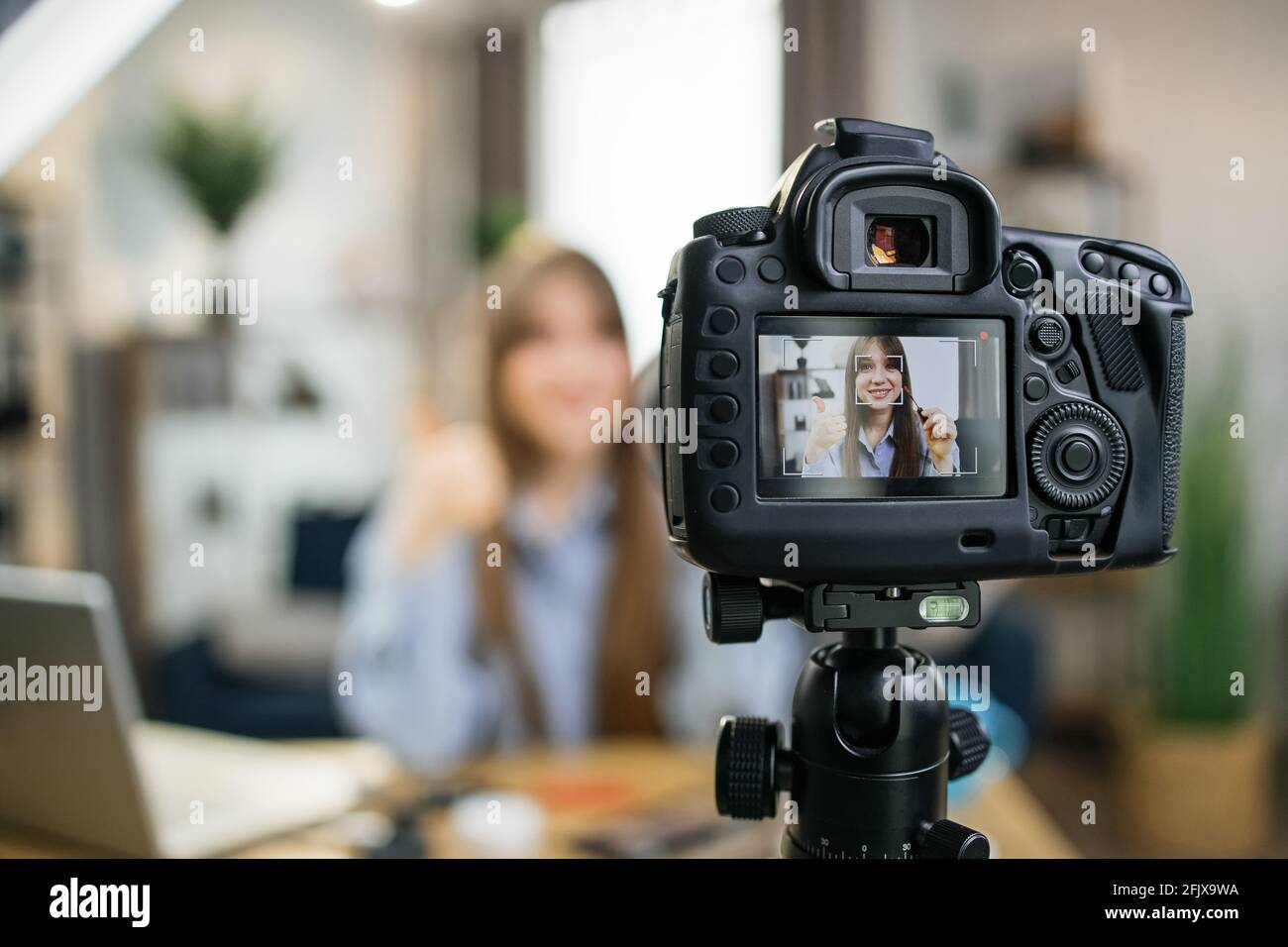 Pretty female influencer doing hi-res stock photography and images - Alamy