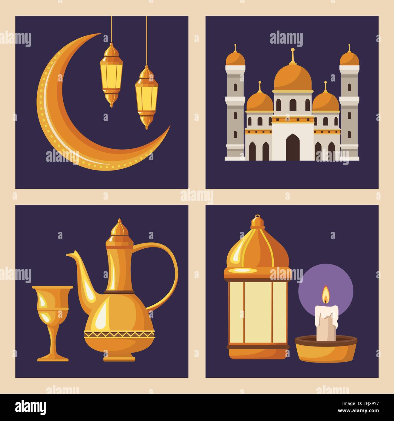 four ramadan kareem icons Stock Vector Image & Art - Alamy