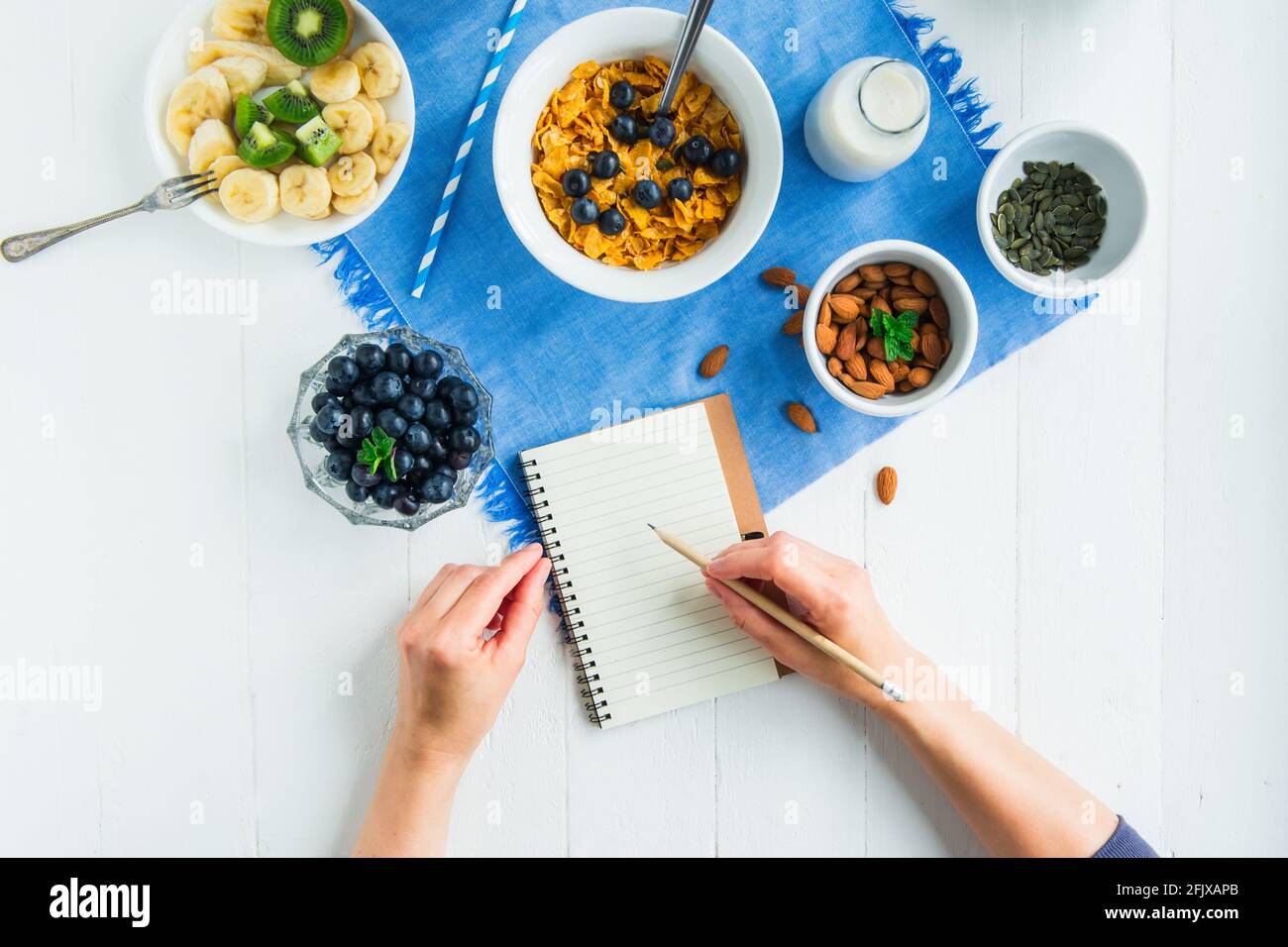 Morning habits of successful people. Day planning and healthy meal ...