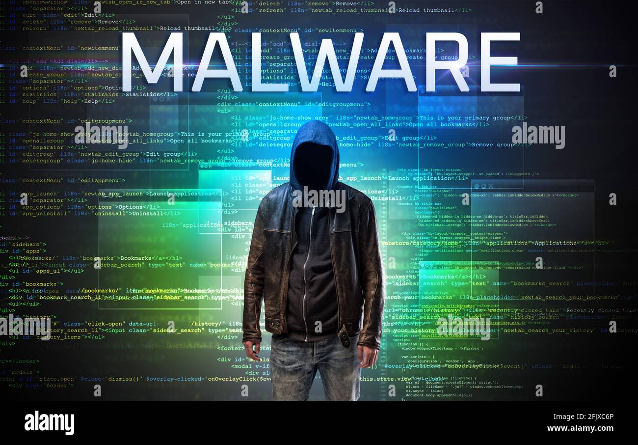 Faceless hacker on code background Stock Photo - Alamy