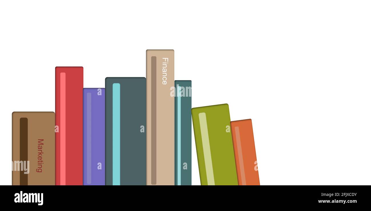 2D illustration of books and folders on a white background Stock Photo ...
