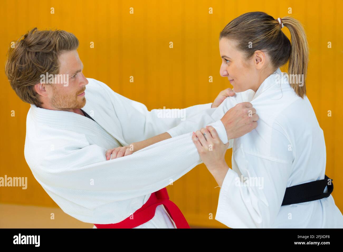 portrait of couple in karate class Stock Photo - Alamy