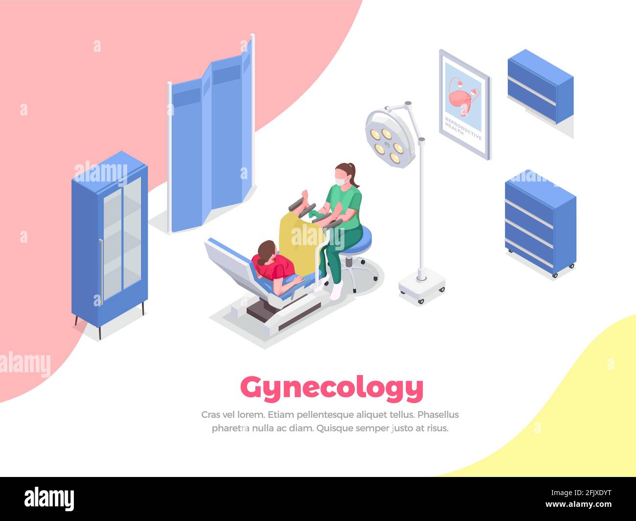 Pregnancy isometric composition with gynecologist examining woman 3d ...