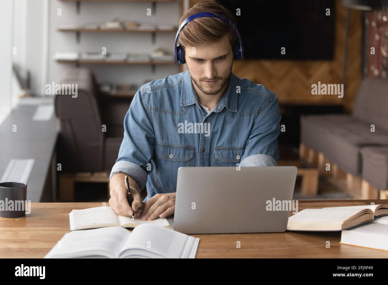 Male headphones book hi-res stock photography and images - Alamy