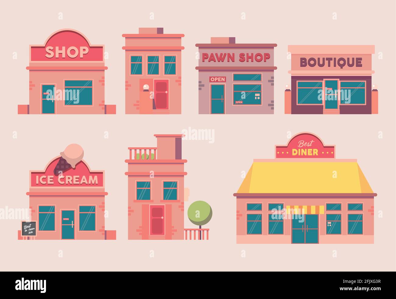 seven buildings facades Stock Vector Image & Art - Alamy