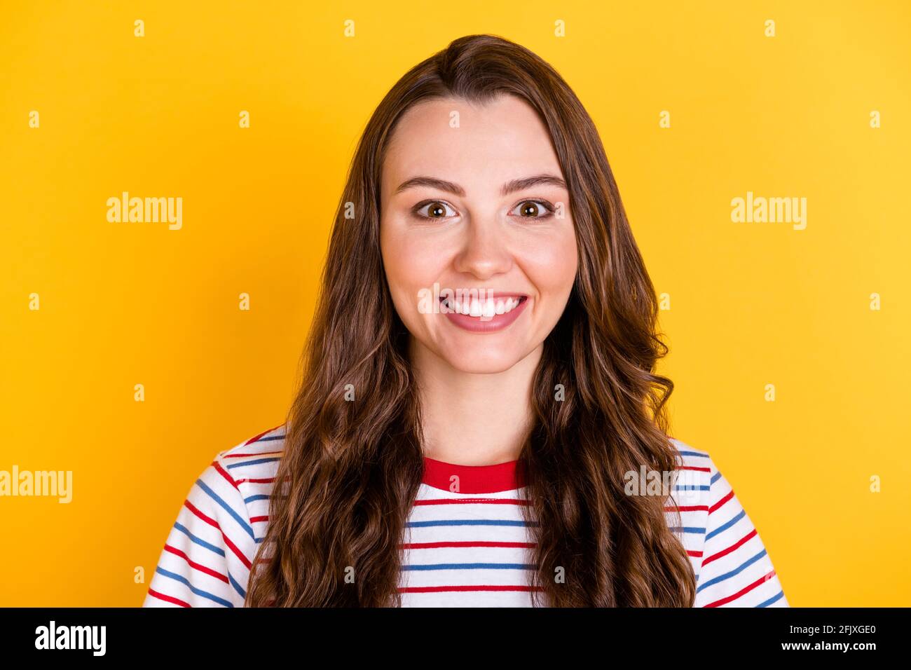 Photo of young happy cheerful smiling girl showing perfect teeth after ...